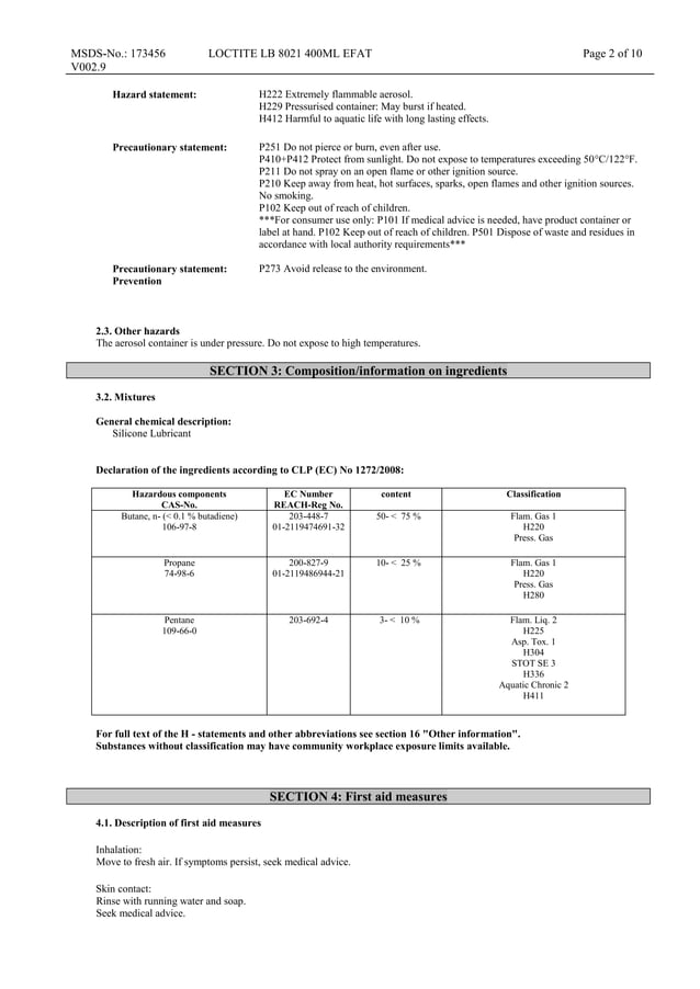 Loctite lb 8021 400ml msds 1727641 | PDF