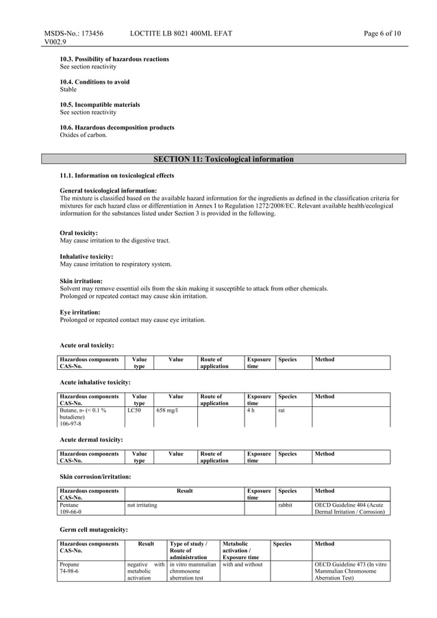 Loctite lb 8021 400ml msds 1727641 | PDF
