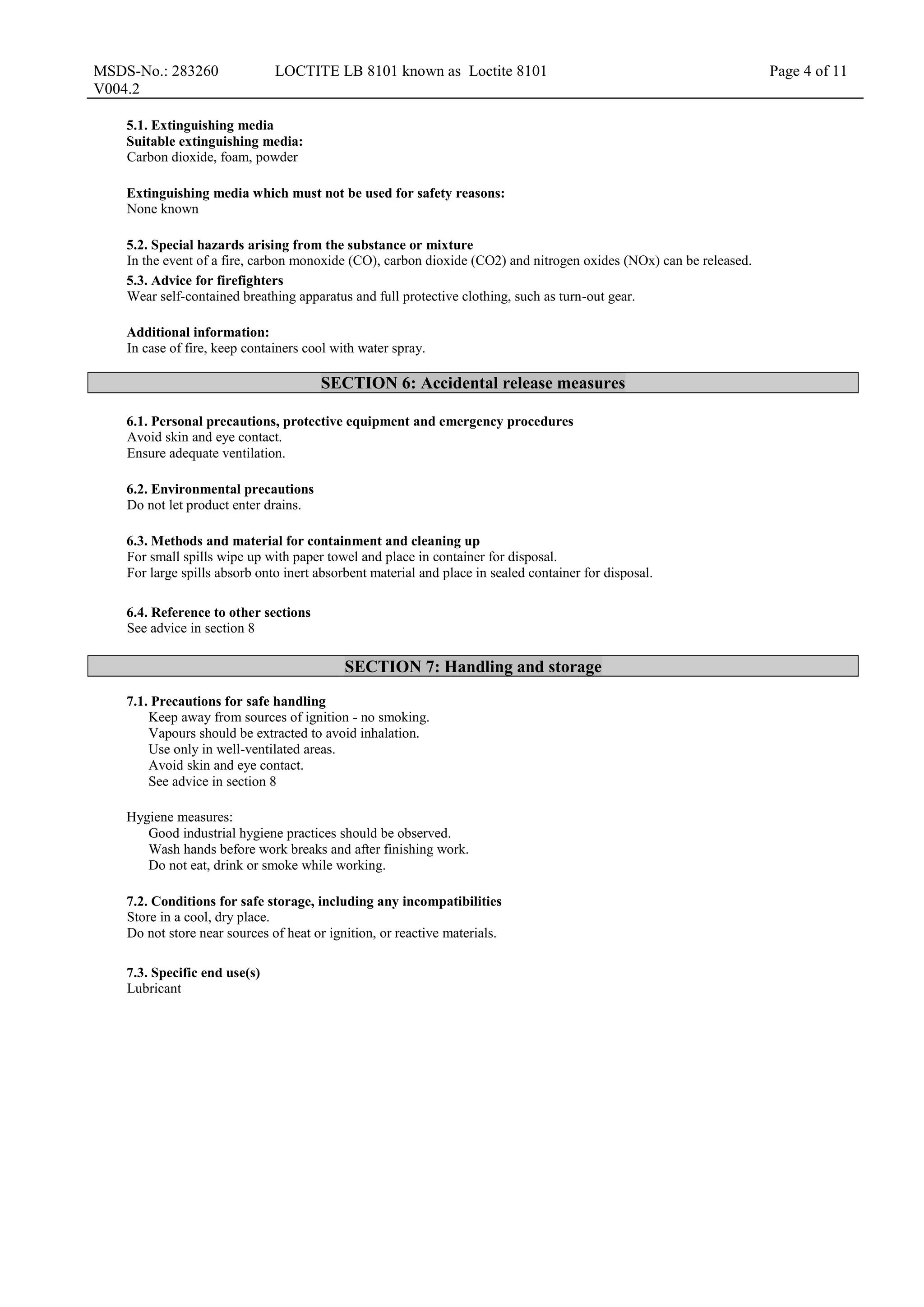 Loctite lb 8101 400 ml msds 303134 | PDF