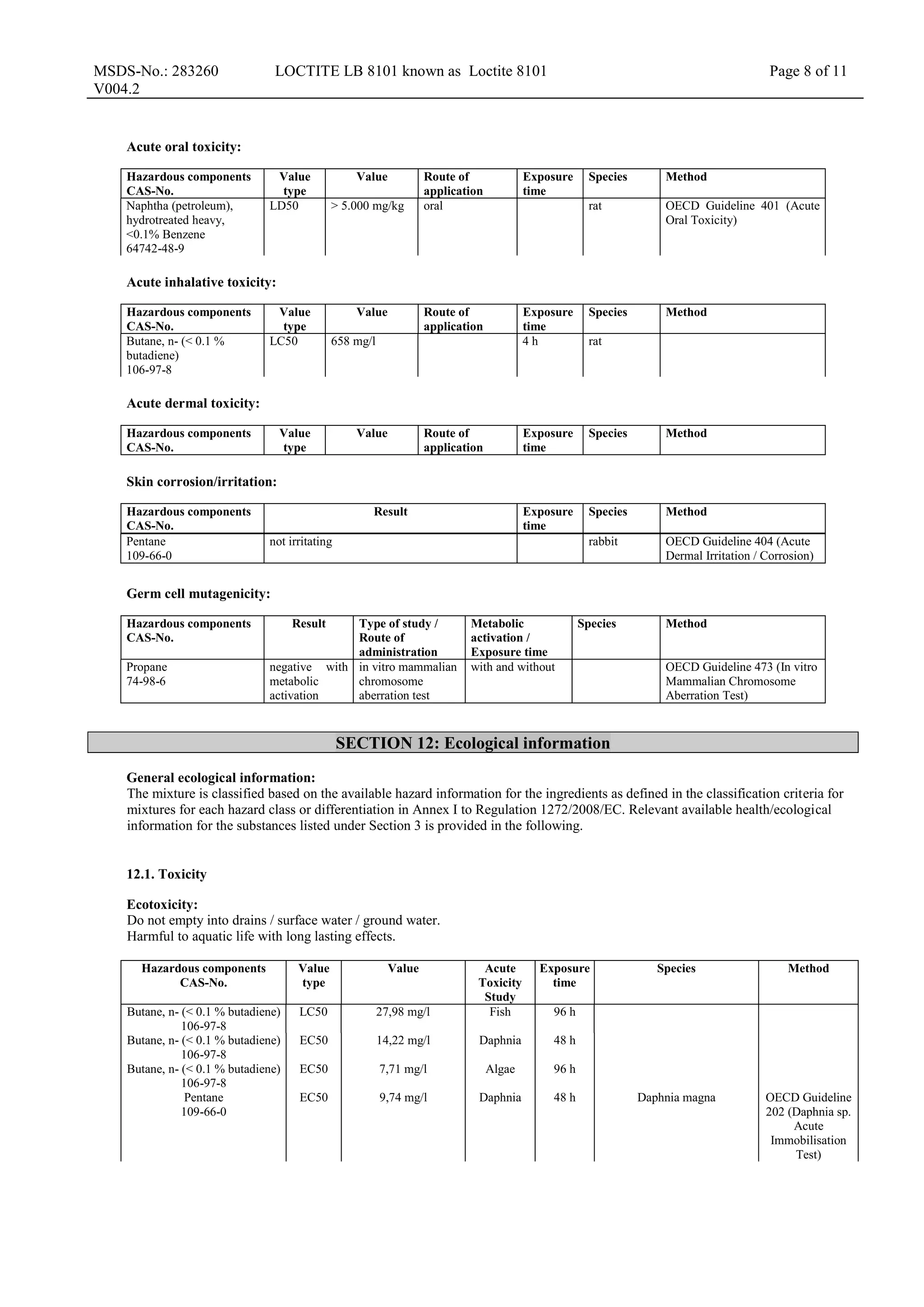 Loctite lb 8101 400 ml msds 303134 | PDF