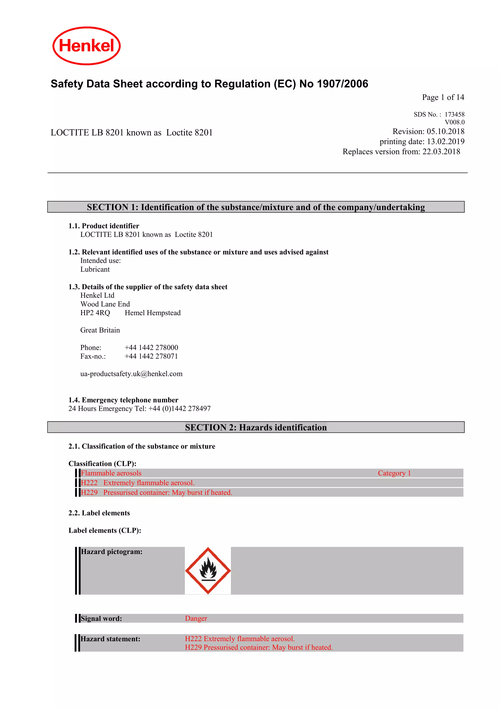 Loctite lb 8201 msds | PDF