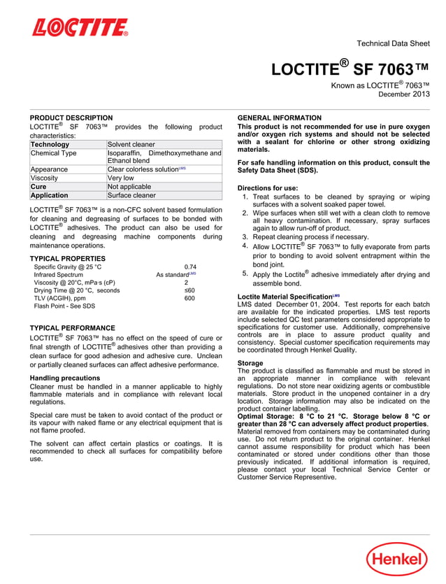 Loctite sf 7063 tds | PDF