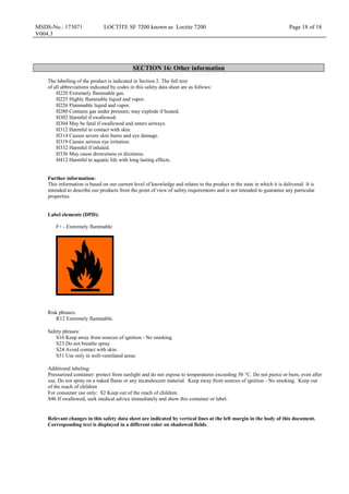 Loctite sf 7200 400 ml msds 235323 | PDF