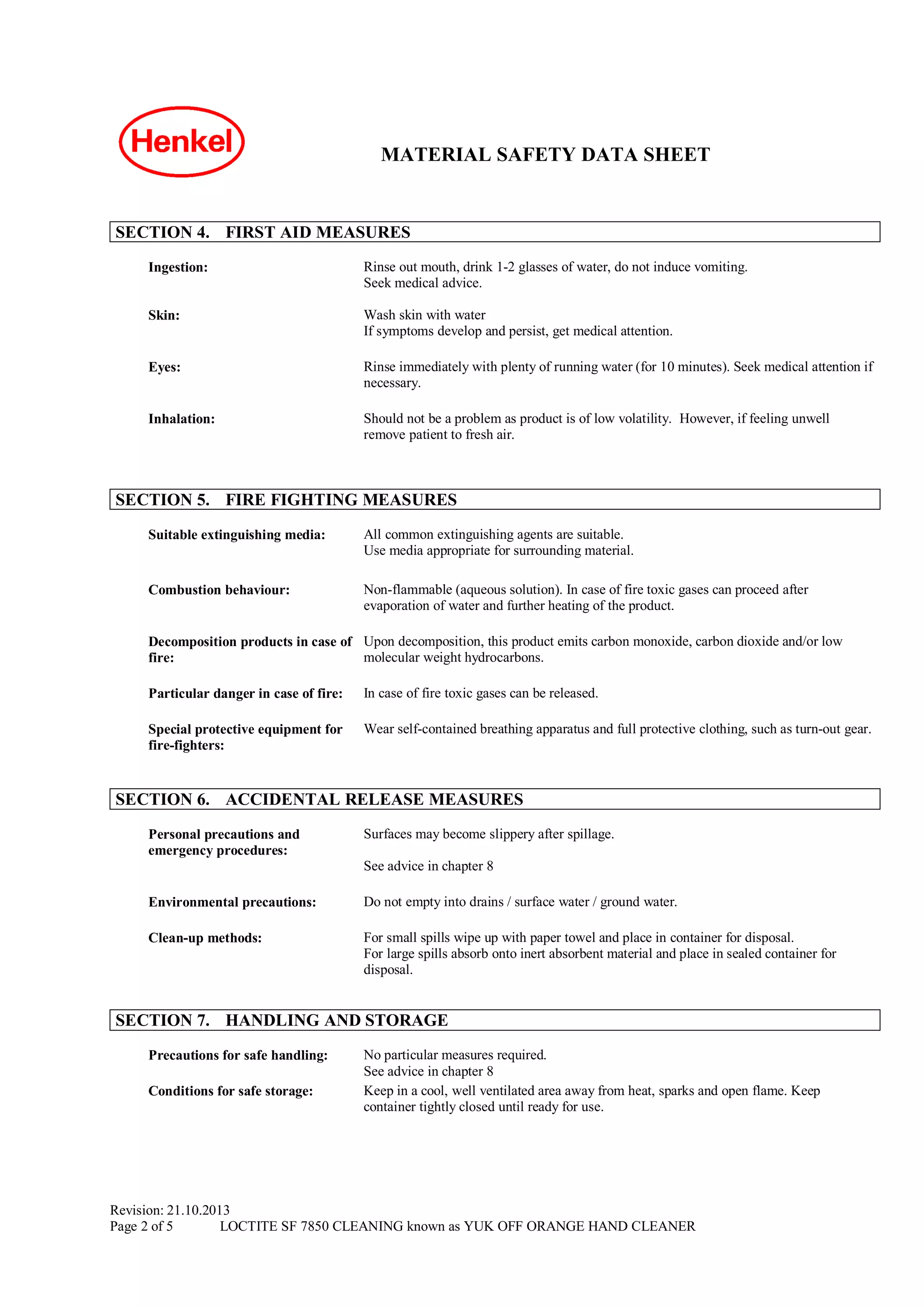 Loctite sf 7850 3 l msds 1658114 | PDF