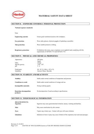 Loctite sf 7850 3 l msds 1658114 | PDF