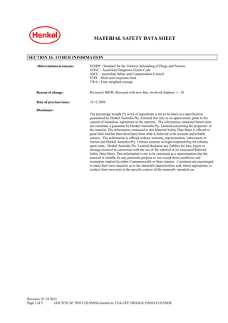 Loctite sf 7850 3 l msds 1658114 | PDF
