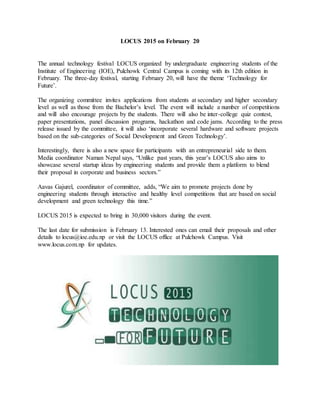 LOCUS 2015 on February 20 | DOCX | Business | Business and Finance
