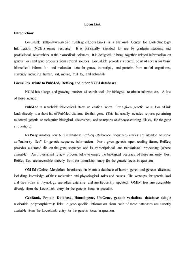 Locus link | PDF