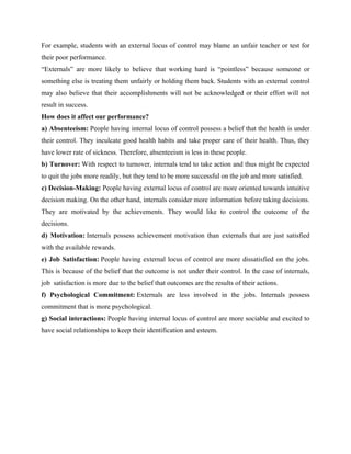 Locus of Control for the personality development | PDF