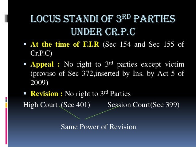 Locus standi of 3rd parties in criminal law in india