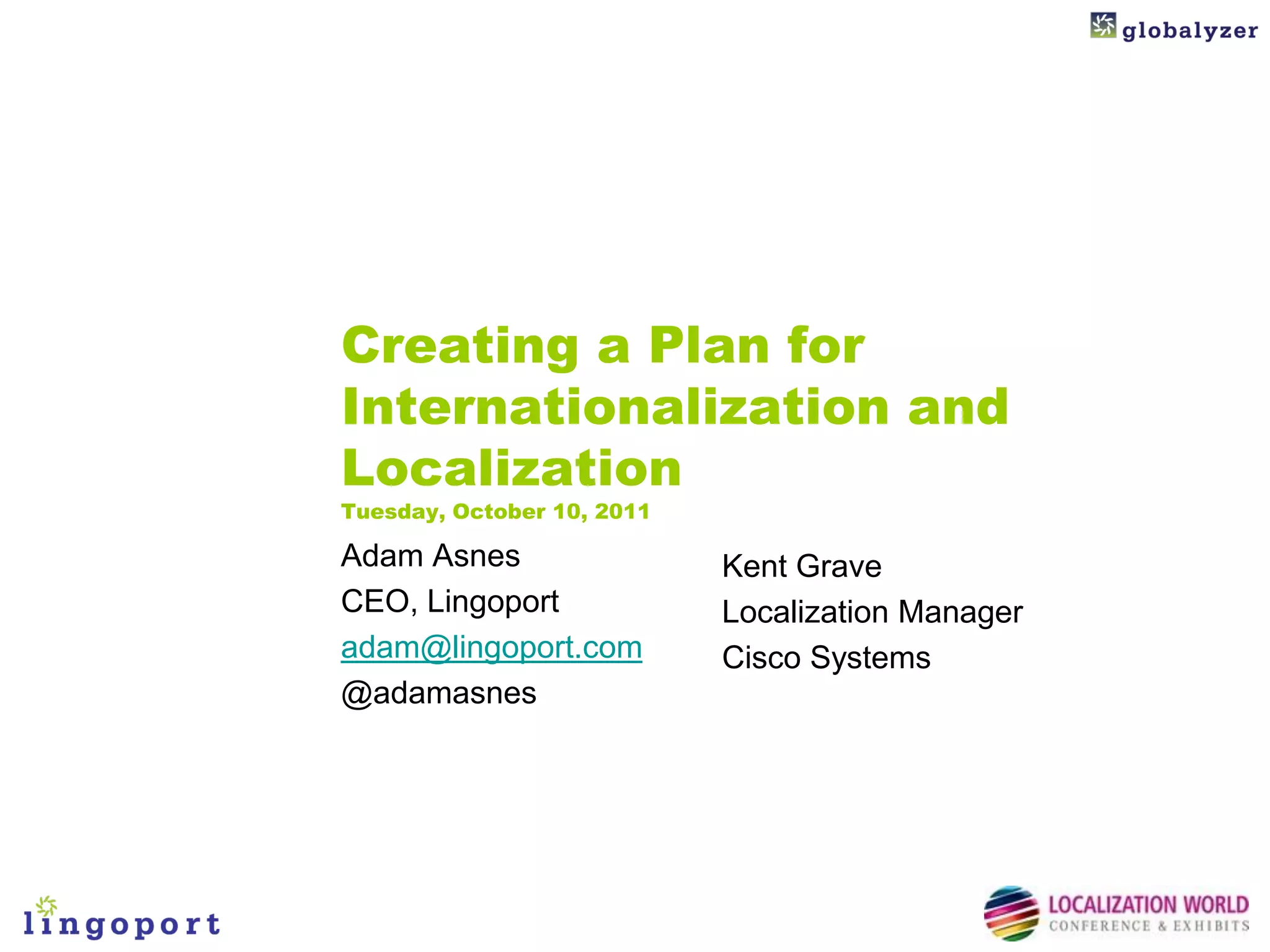 LocWorld: Building an Internationalization Plan; October 2011 | PDF