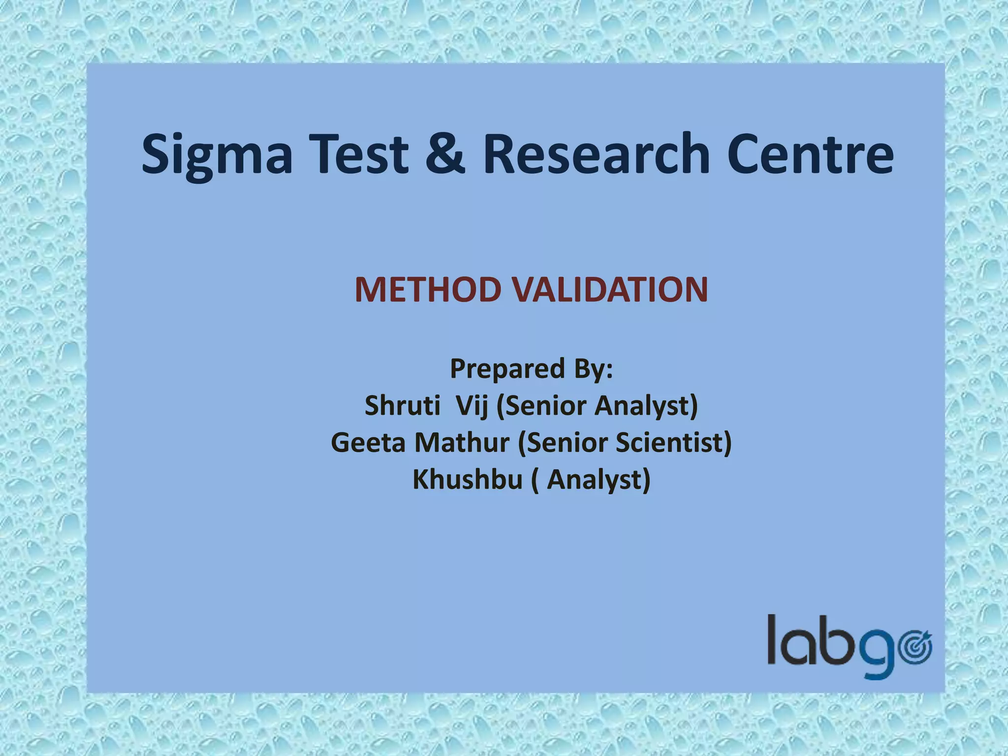Method Validation - Limit of Detection, Quantitation limits and ...