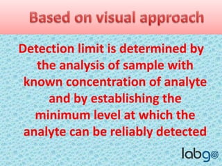 Method Validation - Limit of Detection, Quantitation limits and Robustness | PPTX