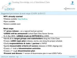 LOD2 project: Work Packages 10: Training, Dissemination and ...