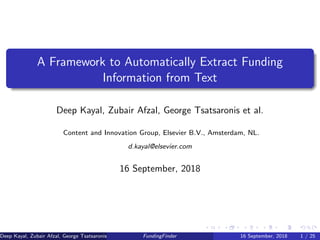 A Framework to Automatically Extract Funding Information from Text | PPT