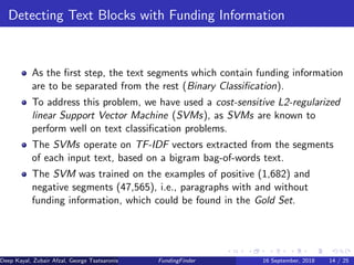 A Framework to Automatically Extract Funding Information from Text | PPT