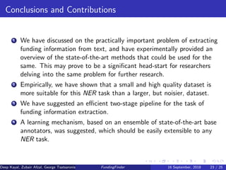 A Framework to Automatically Extract Funding Information from Text | PPT