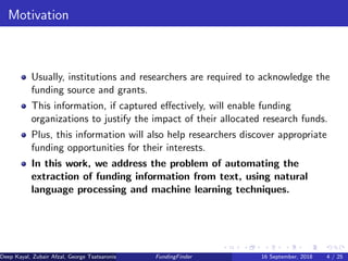 A Framework to Automatically Extract Funding Information from Text | PPT