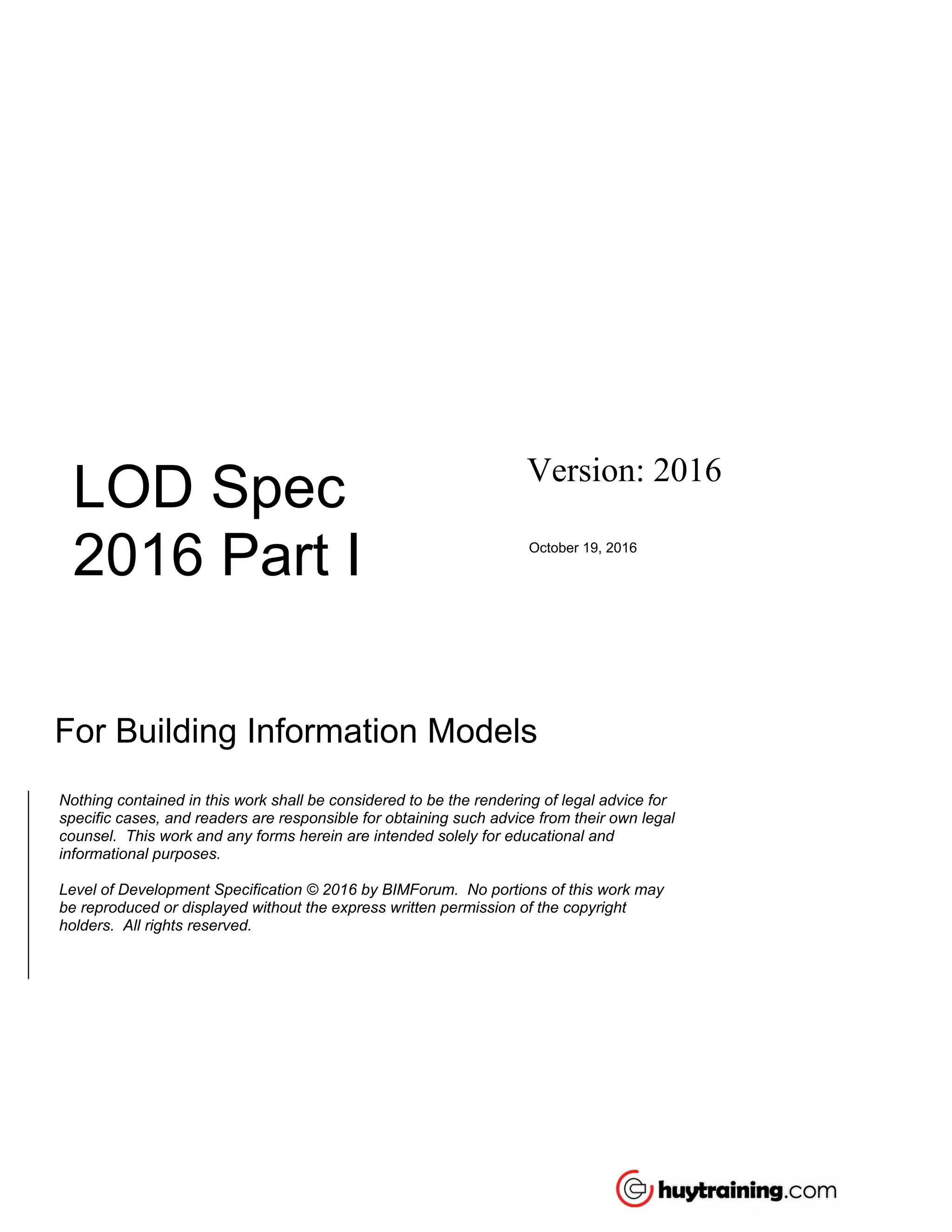 The Level of Development (LOD) Specification 2016 | PDF