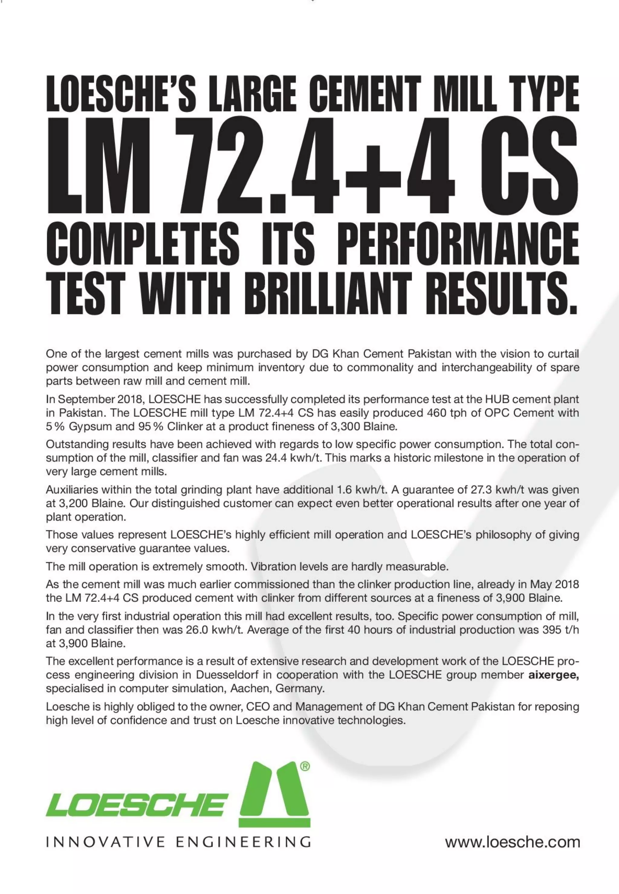 LOESCHE's Large Cement Mill 72.4+4 CS | PDF
