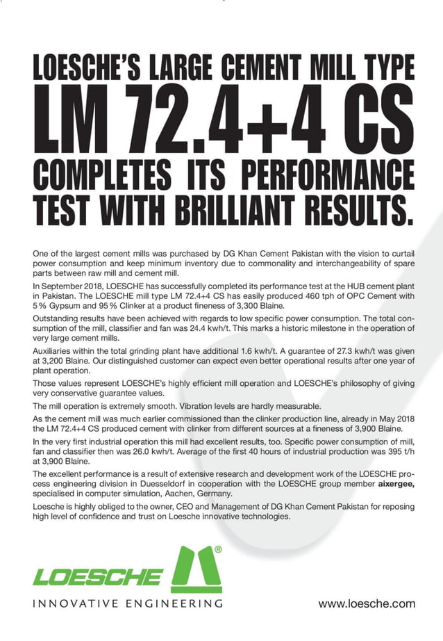 LOESCHE's Large Cement Mill 72.4+4 CS | PDF