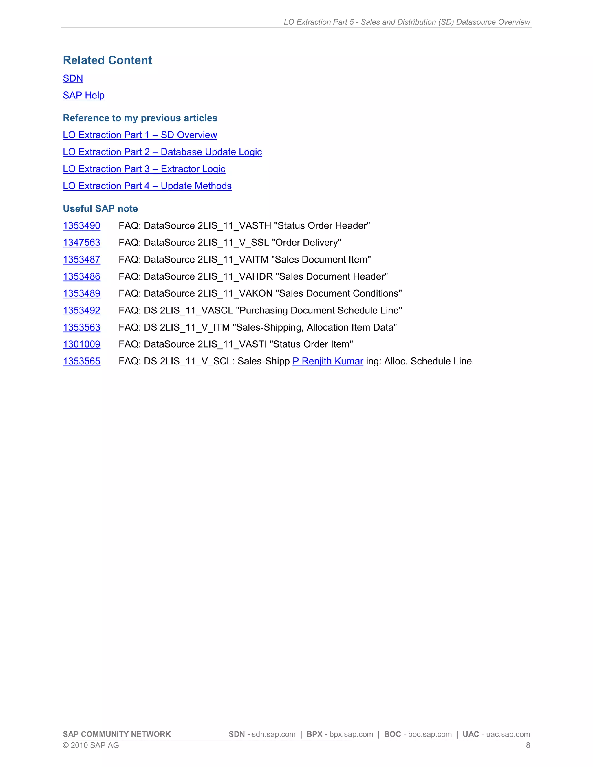 Lo extraction – part 5 sales and distribution (sd) datasource overview | PDF