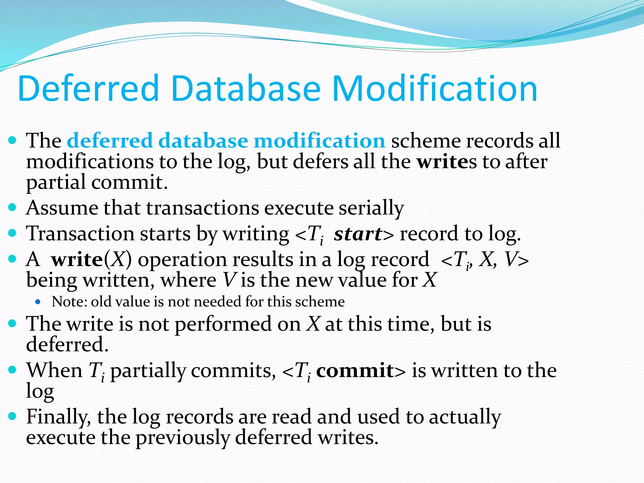 Log Based And Recovery With Concurrent Transaction Pptx Databases