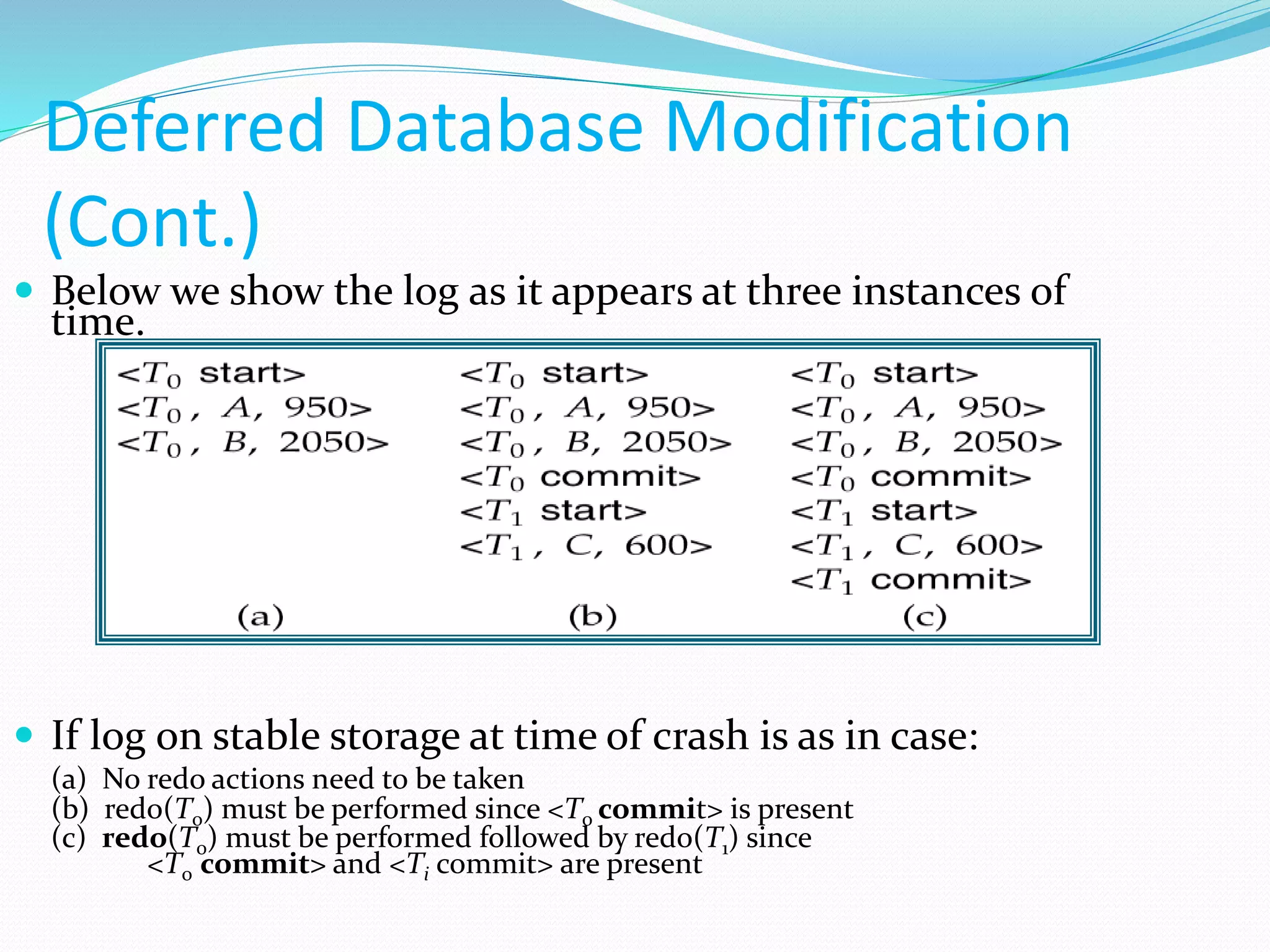 Log Based And Recovery With Concurrent Transaction Ppt