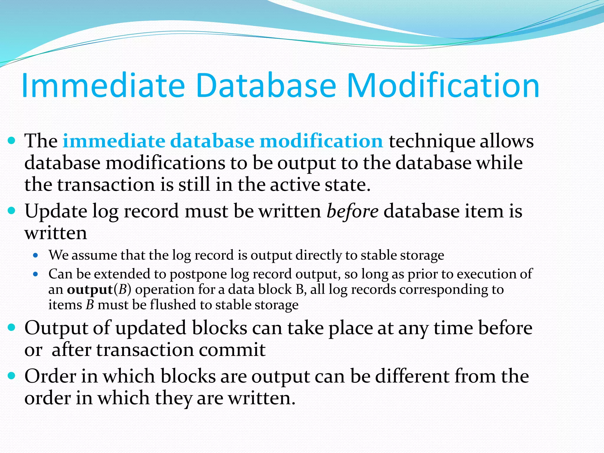 Log Based And Recovery With Concurrent Transaction Pptx Databases