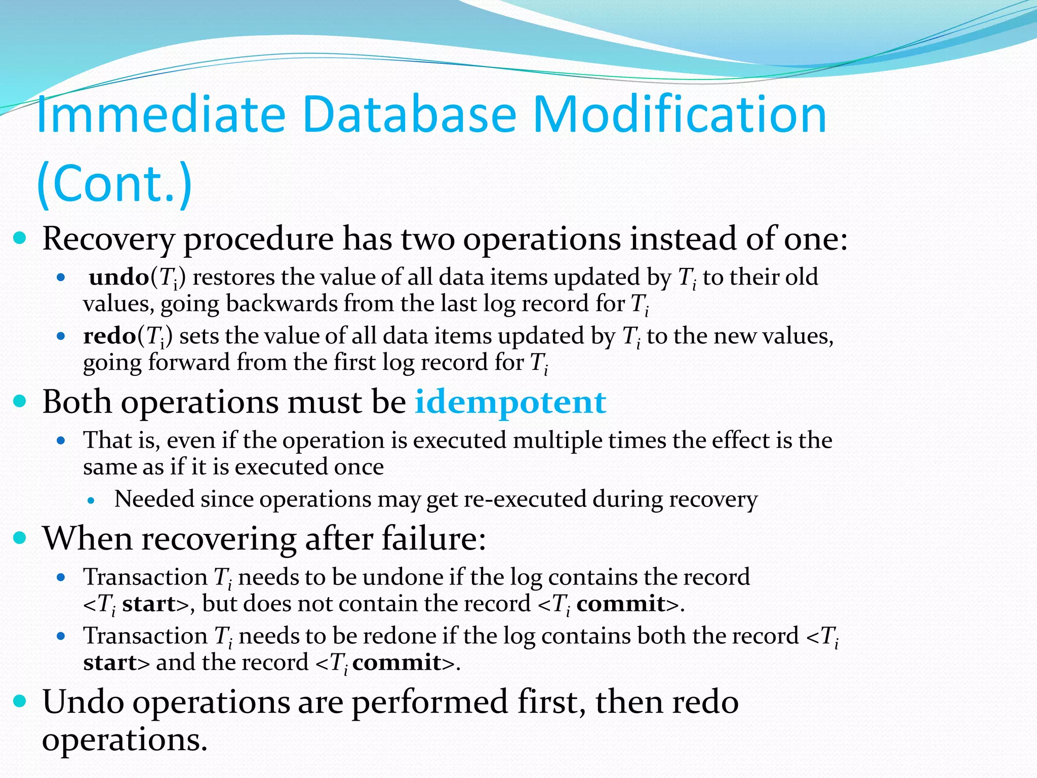 Log Based And Recovery With Concurrent Transaction Pptx Databases