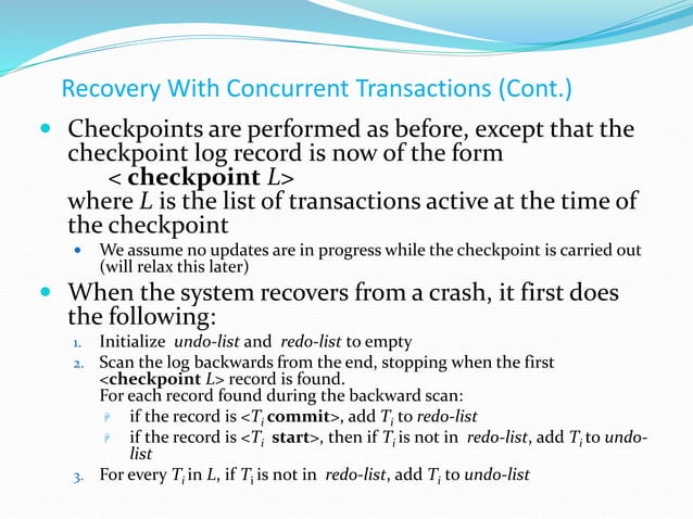Log based and Recovery with concurrent transaction | PPTX | Databases | Computer Software and ...