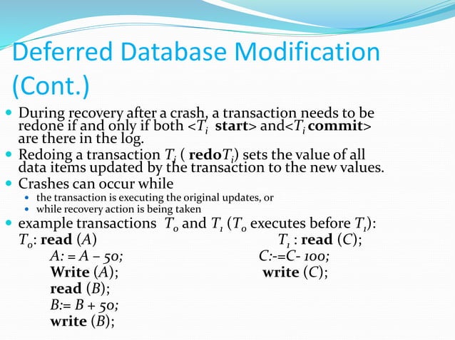 Log Based And Recovery With Concurrent Transaction Pptx Databases