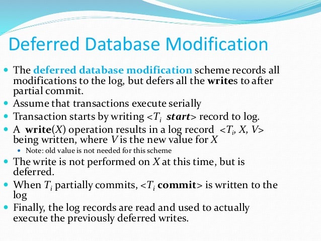 Log based and Recovery with concurrent transaction