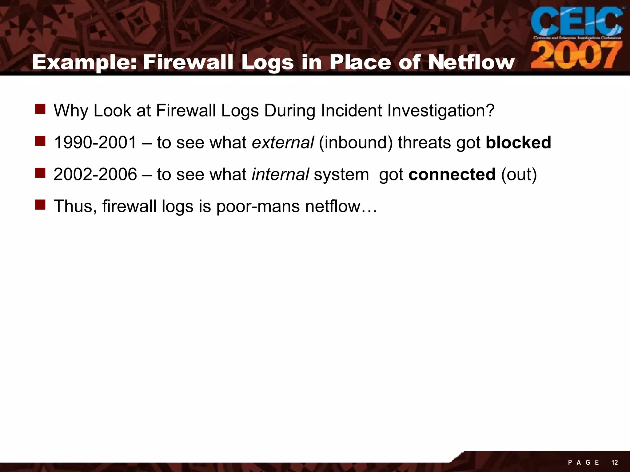 Log Forensics from CEIC 2007 | PPT