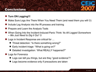 Log Forensics from CEIC 2007 | PPT