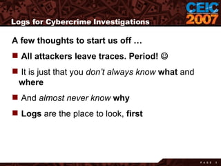 Log Forensics from CEIC 2007 | PPT