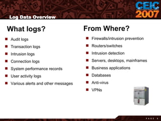 Log Forensics from CEIC 2007 | PPT | Information and Network Security | Computing
