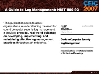 Log Forensics from CEIC 2007 | PPT