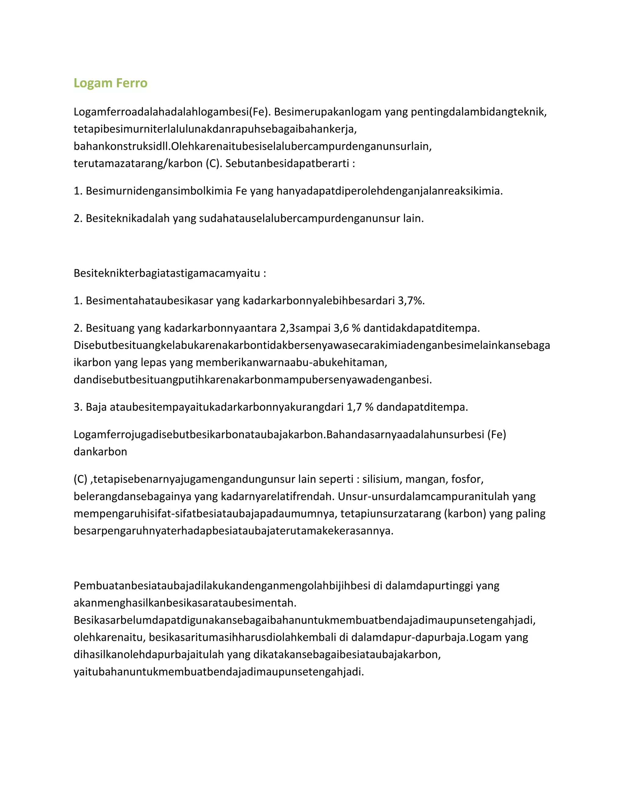 Logam ferro & non ferro | DOCX