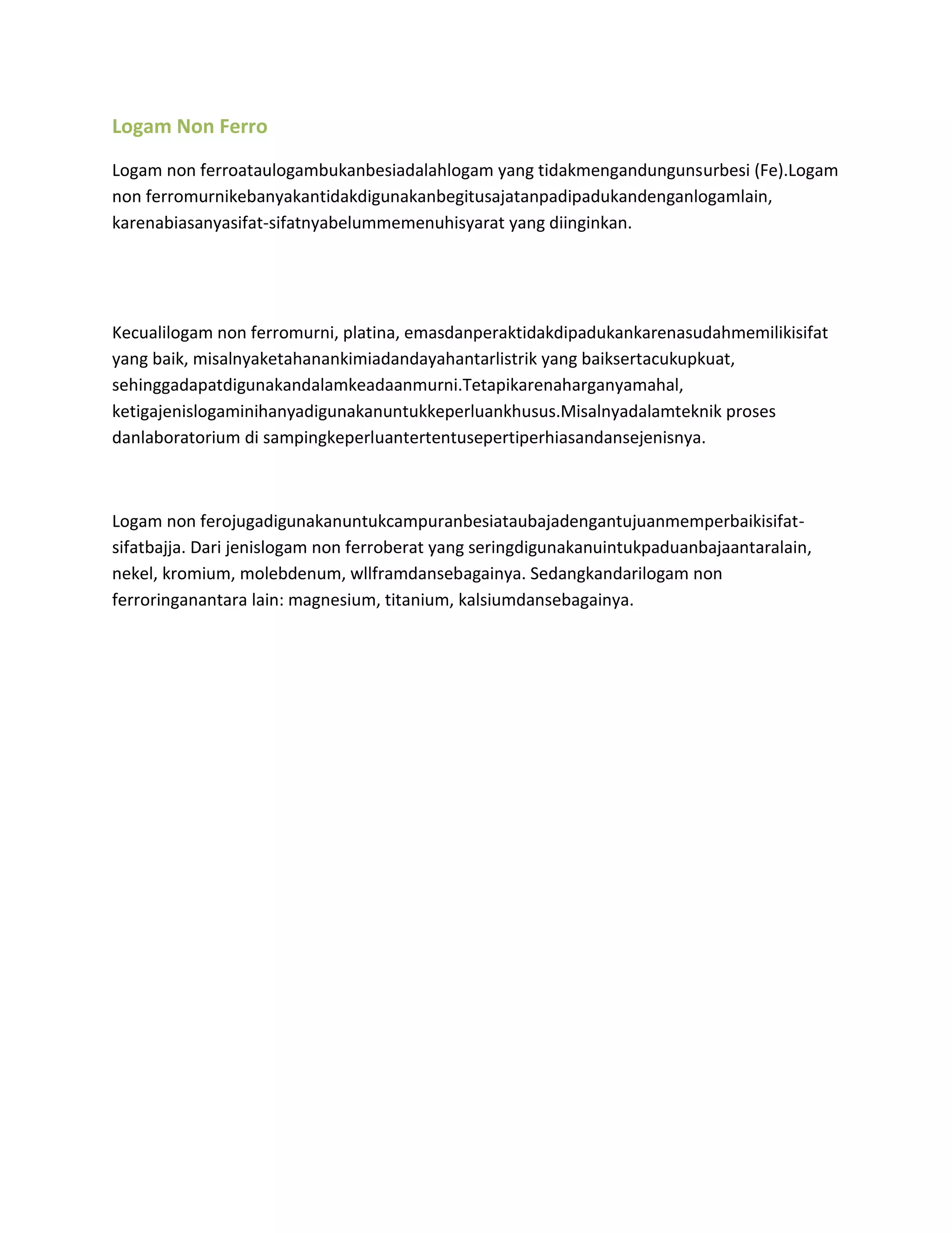 Logam ferro & non ferro | DOCX