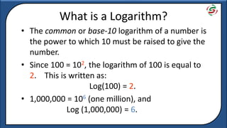 use of log table, introduction definitions, laws | PPT