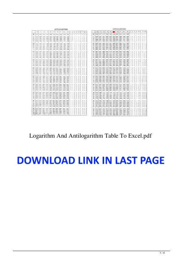 Logarithm And Antilogarithm Table To Excel.pdf
