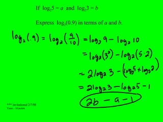 Logarithm Problems | PPT