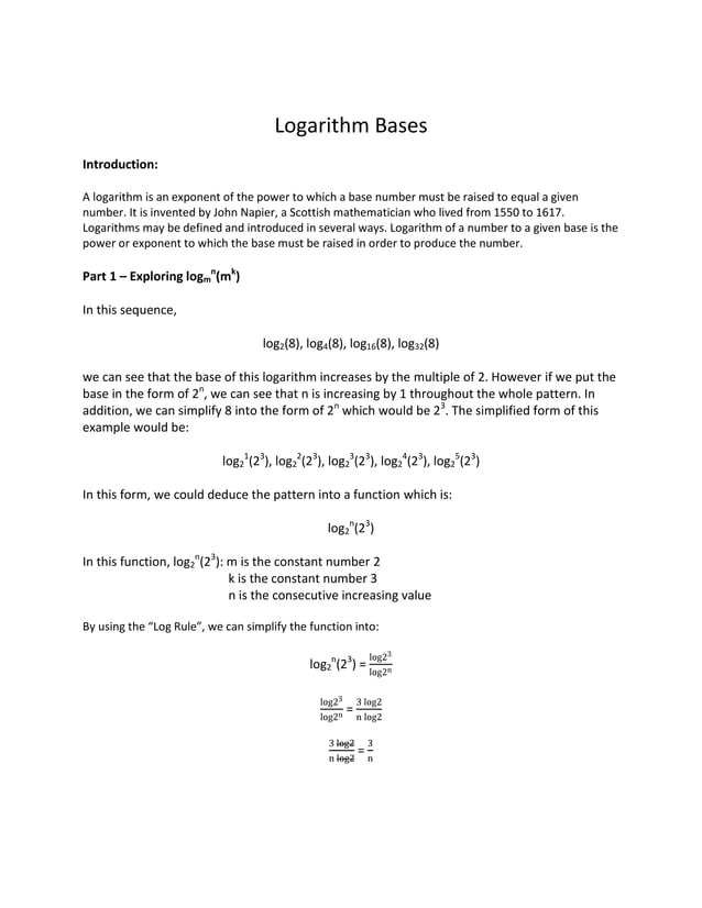 Logarithm Bases IA | PDF