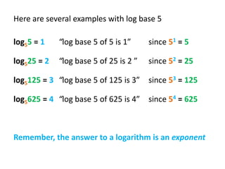 Logarithm examples | PPTX