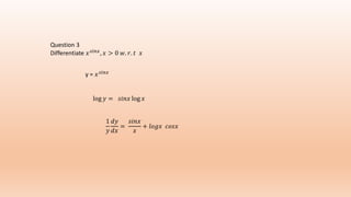 Logarithmic differentiation | PPTX