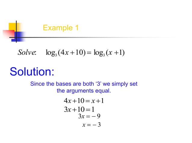 Logarithmic Function Equation And Inequality Ppsx