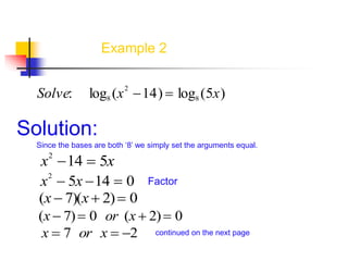 Logarithmic function, equation and inequality | PPSX