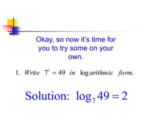 Logarithmic function, equation and inequality | PPSX