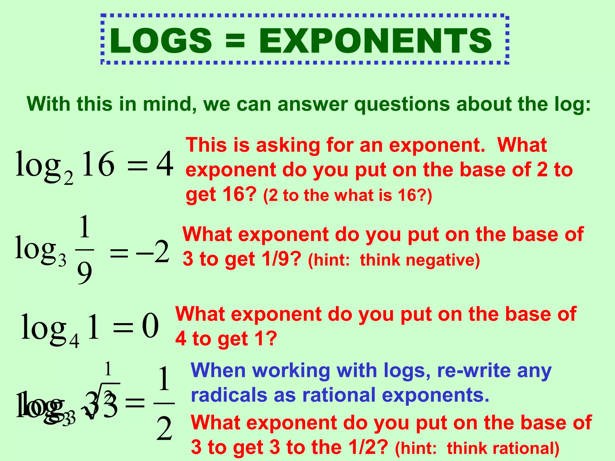 Logarithmic Functions | PPT | Physics | Science